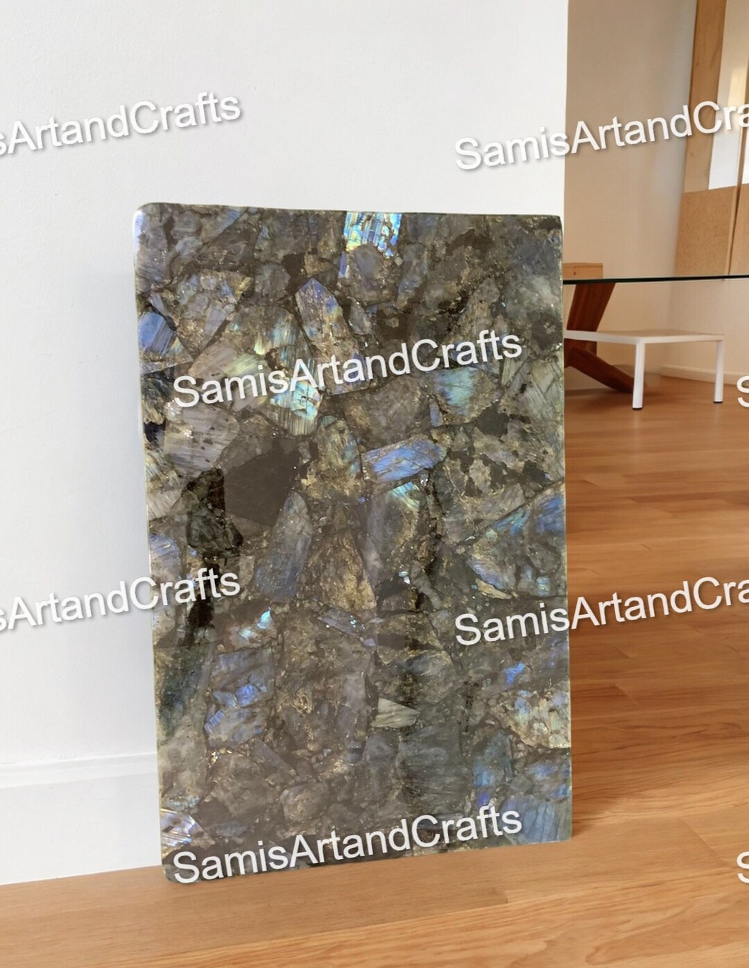 Labradorite Stone Sofa Center Table Top, Labradorite Gems Stone Coffee ...