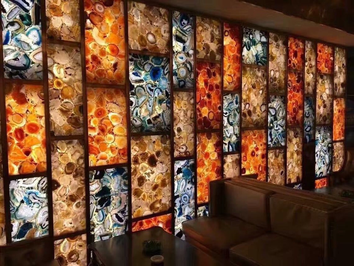 Blue Agate Stone Bar Counter Slab, Gemstone Kitchen Countertops, Agate ...