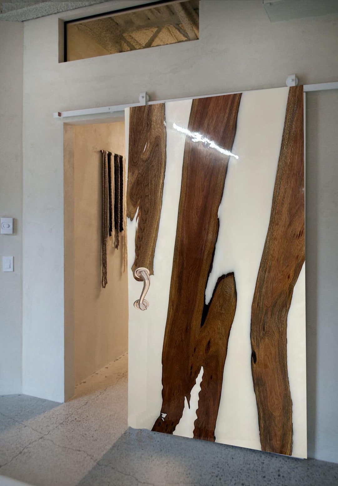 Handmade White Epoxy Resin Barn Door, Acacia Wood Sliding Door - Etsy