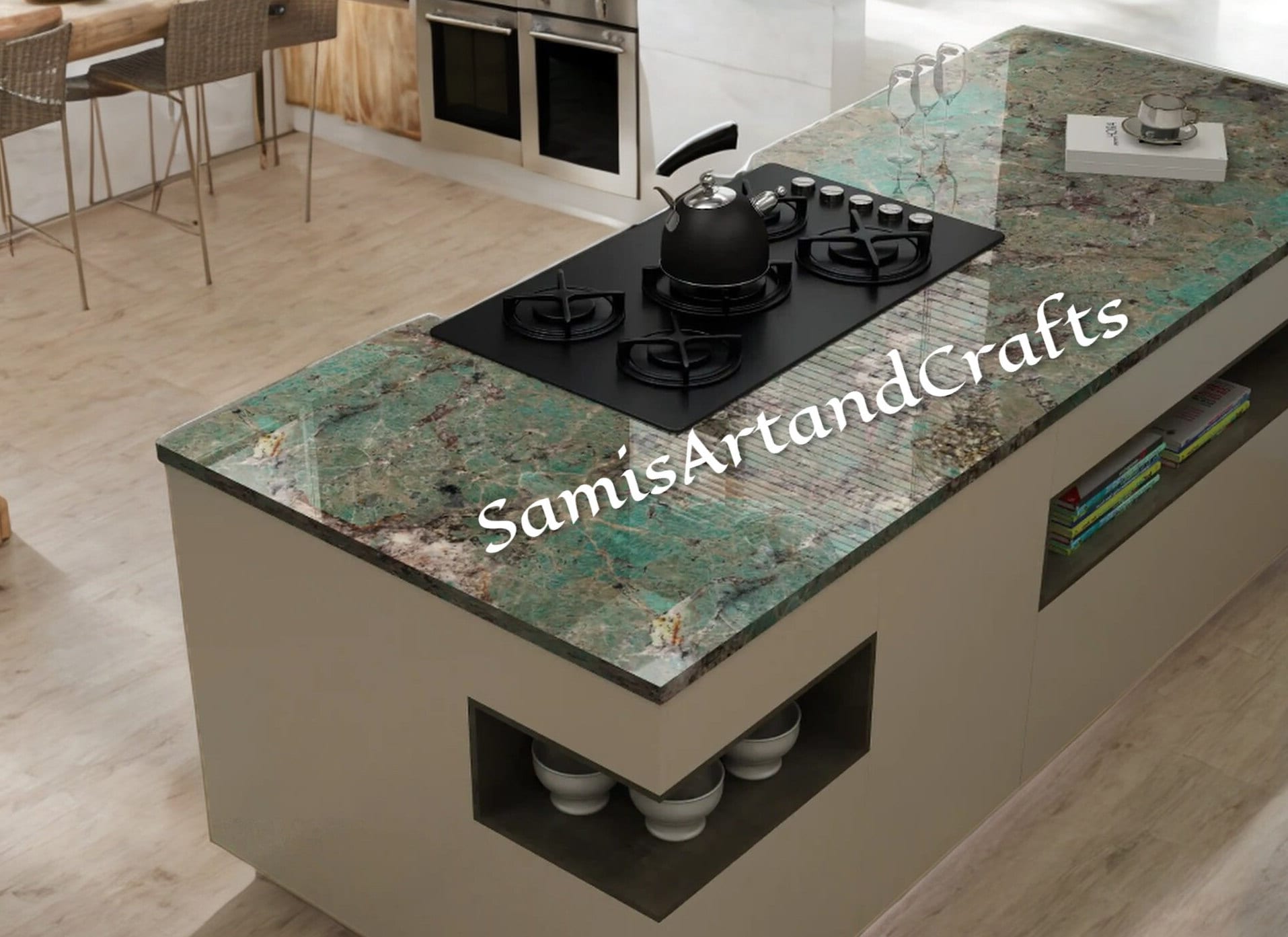 Amazonite Kitchen Countertop, Luxury Bar Countertops, Gemstone Dining ...