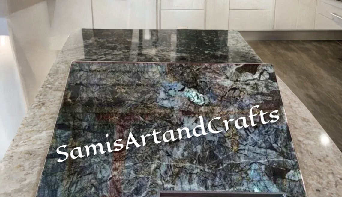 Labradorite Stone Kitchen Slab, Gemstone Bar Countertops, Luxury ...