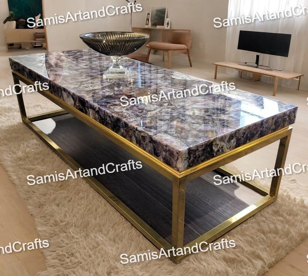 Amethyst Stone Dining Table Top, Counter Kitchen Tables, Semi Precious ...
