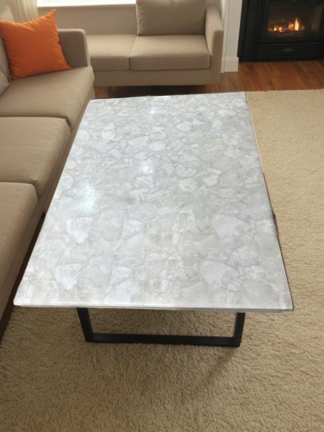 White Agate Table Top, Natural Quartz Kitchen Slab, Home Decor - Etsy