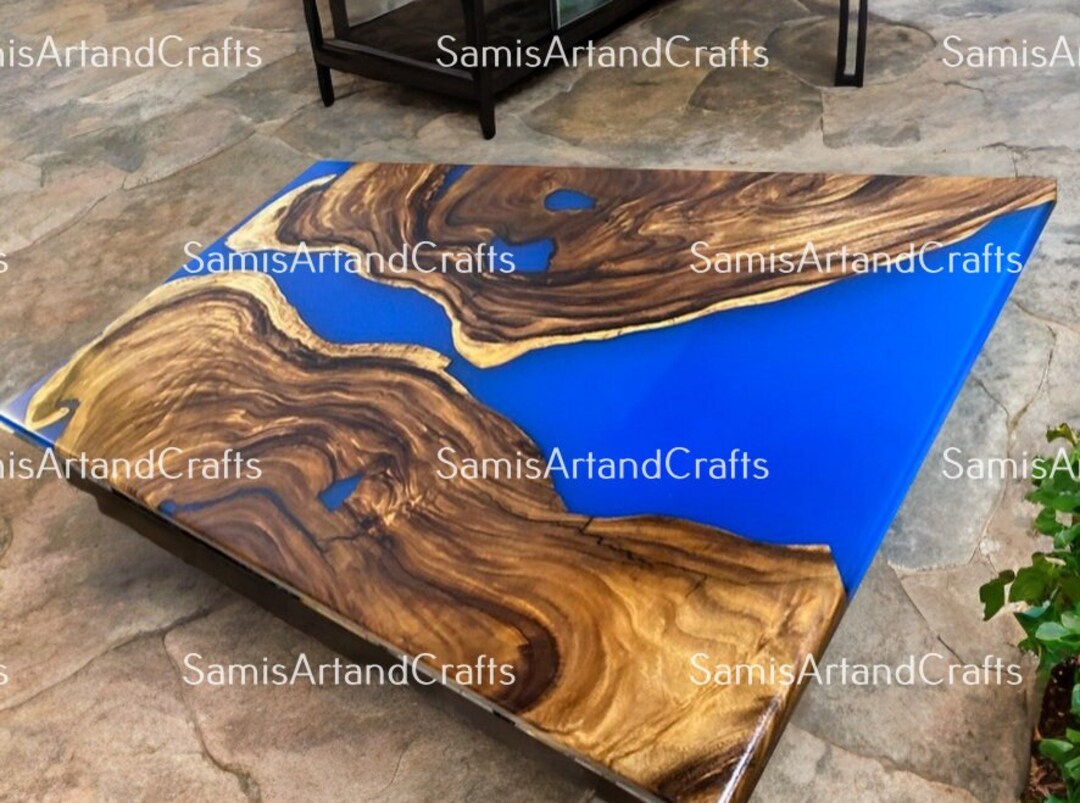 Epoxy Dining Table, Custom Walnut Resin River Table, Live Edge Coffee ...