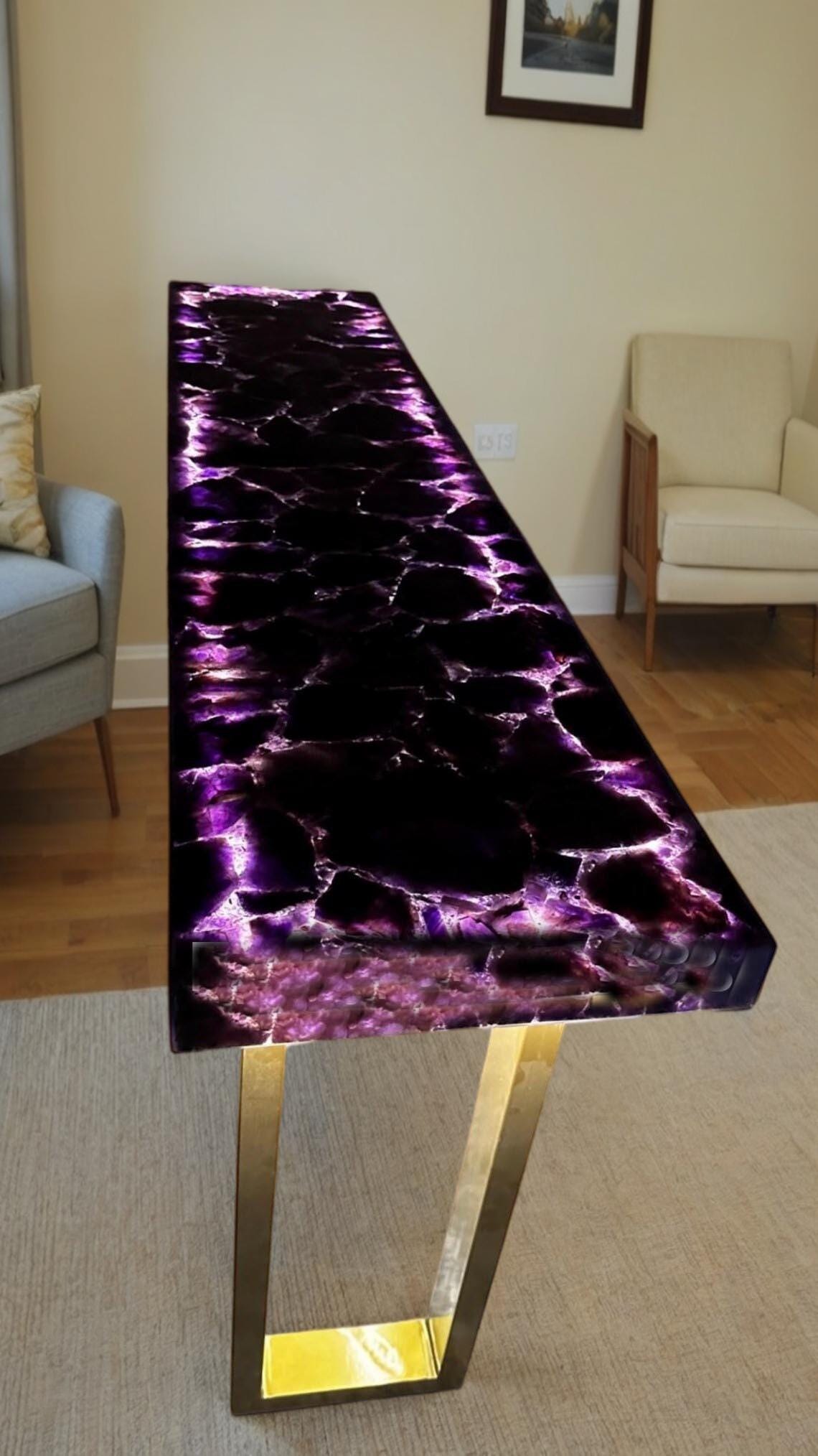 Custom Dark Purple Amethyst Stone Dining Table| Agate Stone Kitchen ...