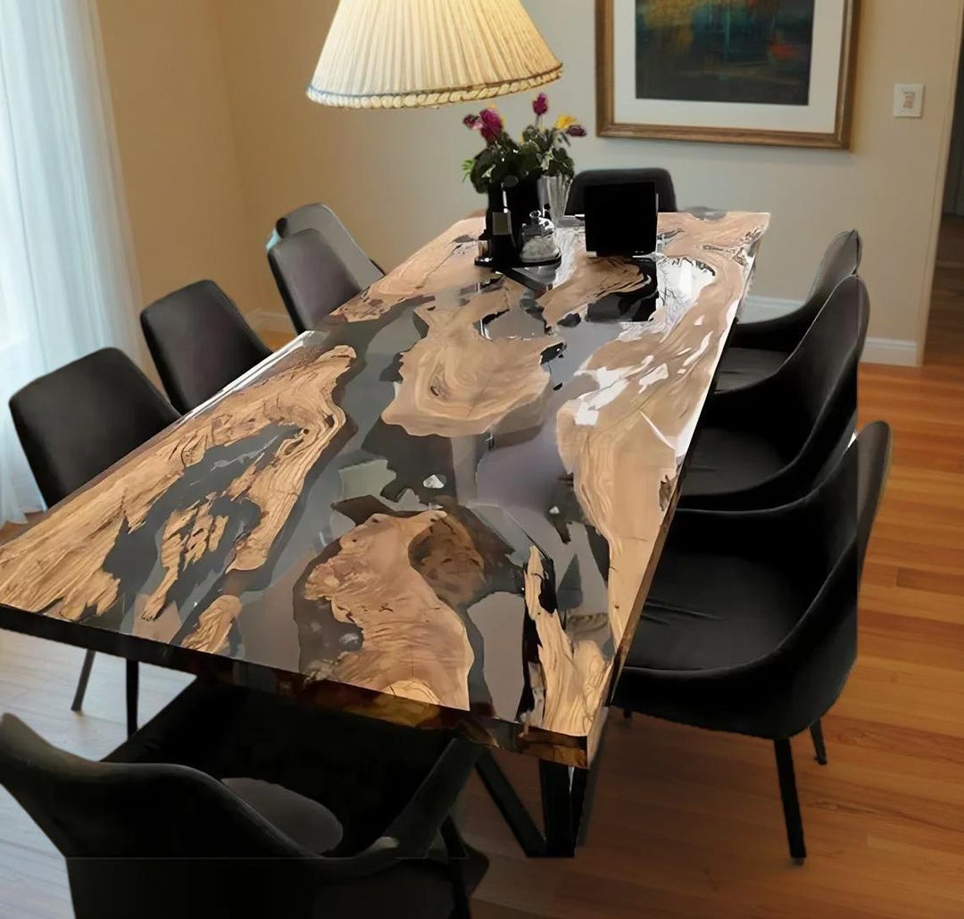 Clear Epoxy Table - Dining Table - Live Edge Table - Kitchen and Dining ...