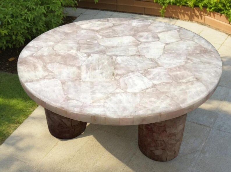 Radiant Rose Quartz Table Top | Custom Agate Dining or Coffee Table - Etsy