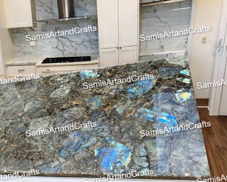 Labradorite Stone Modern Kitchen Countertop, Luxury Labradorite Stone ...
