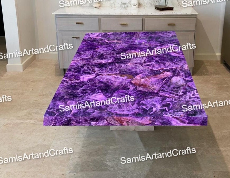 Amethyst Stone Center Office Table/ Counter Kitchen Tables/ Semi ...