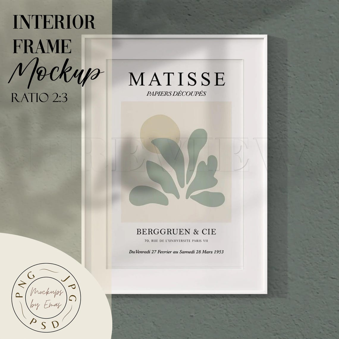 Interior Frame Mockup 2x3 Ratio Mockup Close-up Wall Art Display ...