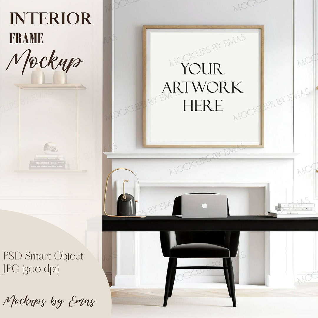 Frame Mockup Interior Home Office Frame Mockup Luxury Wall Art Display ...