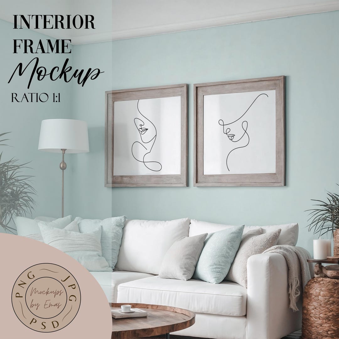 2 Frames Mockup 1x1 Ratio I Coastal Style Mockup I Frame Wall Art ...