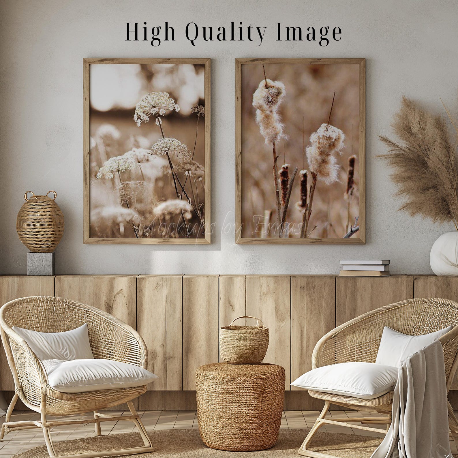 Natural Boho Style Mockup | 2x3 Size Frame Mockup PSD | Contemporary ...
