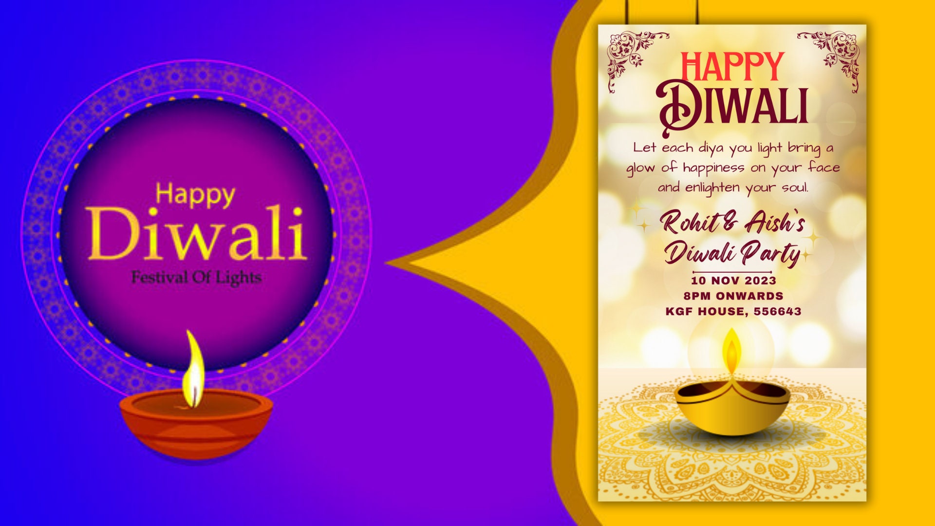 Diwali Invitation Diwali Greeting Printable Diwali Digital - Etsy
