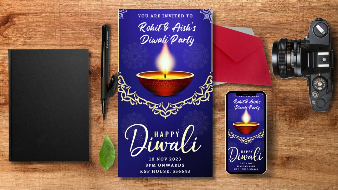 Diwali Invitation Diwali Greeting Printable Diwali Digital - Etsy