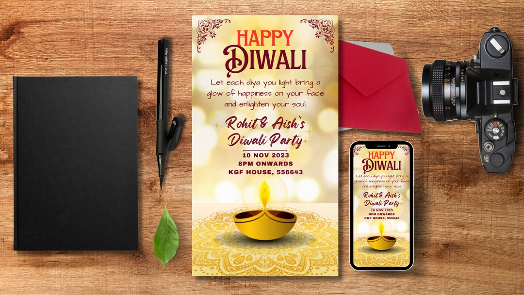 Diwali Invitation Diwali Greeting Printable Diwali Digital - Etsy