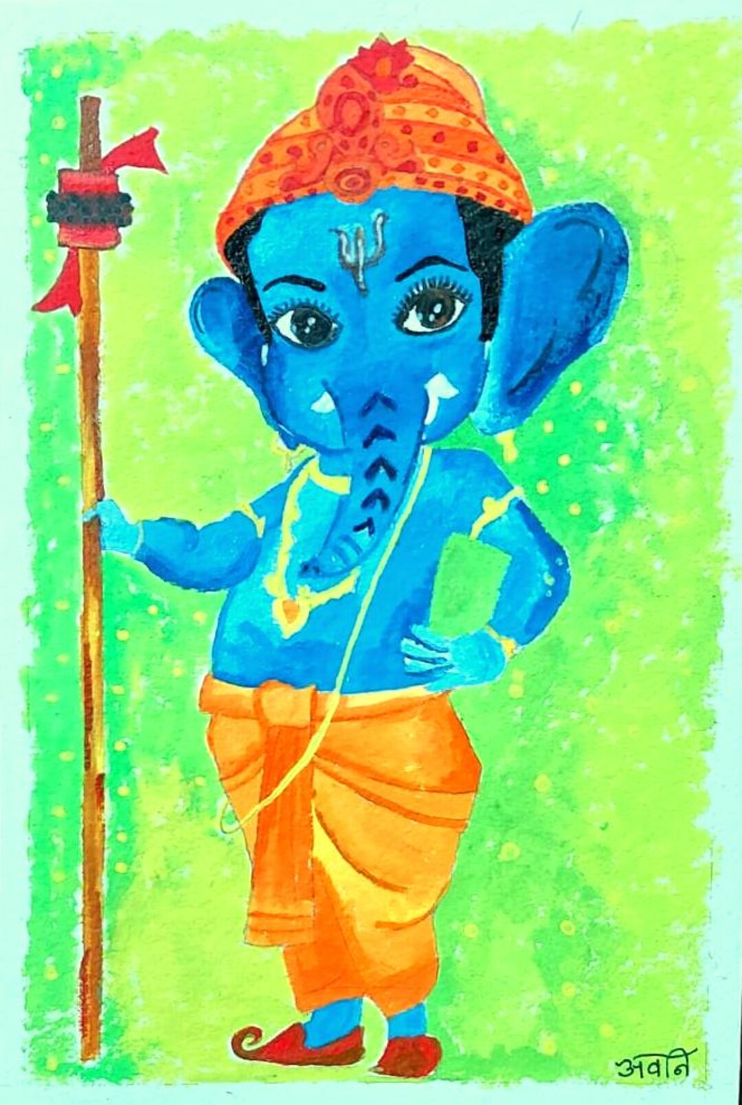 Ganpati Bappa Bal Ganesha Painting Friend Ganesha for Kids Painting ...