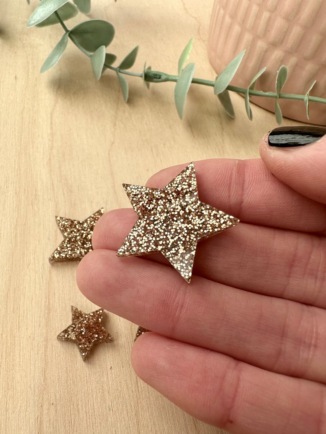 Gold Glitter Acrylic Stars, Craft Embellishment, Sparkly Gold Star ...