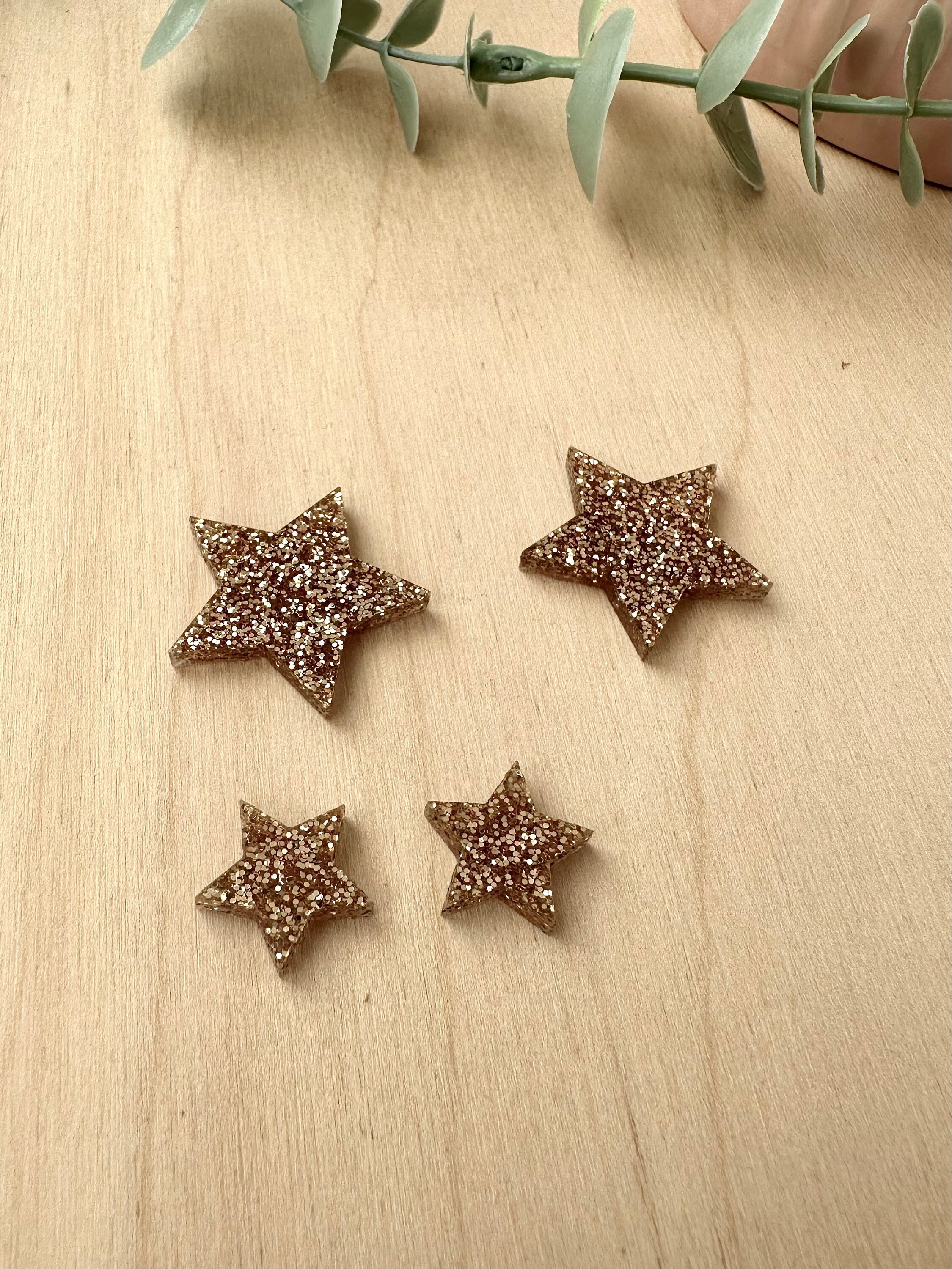 Gold Glitter Acrylic Stars, Craft Embellishment, Sparkly Gold Star ...