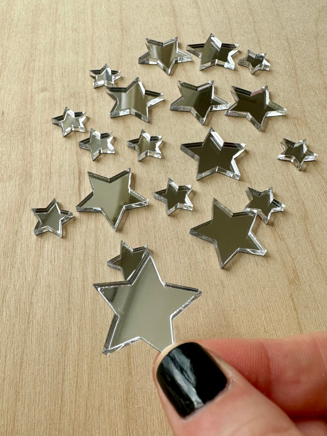Silver Mirrored Acrylic Stars, Craft Embellishment, Metallic Silver ...
