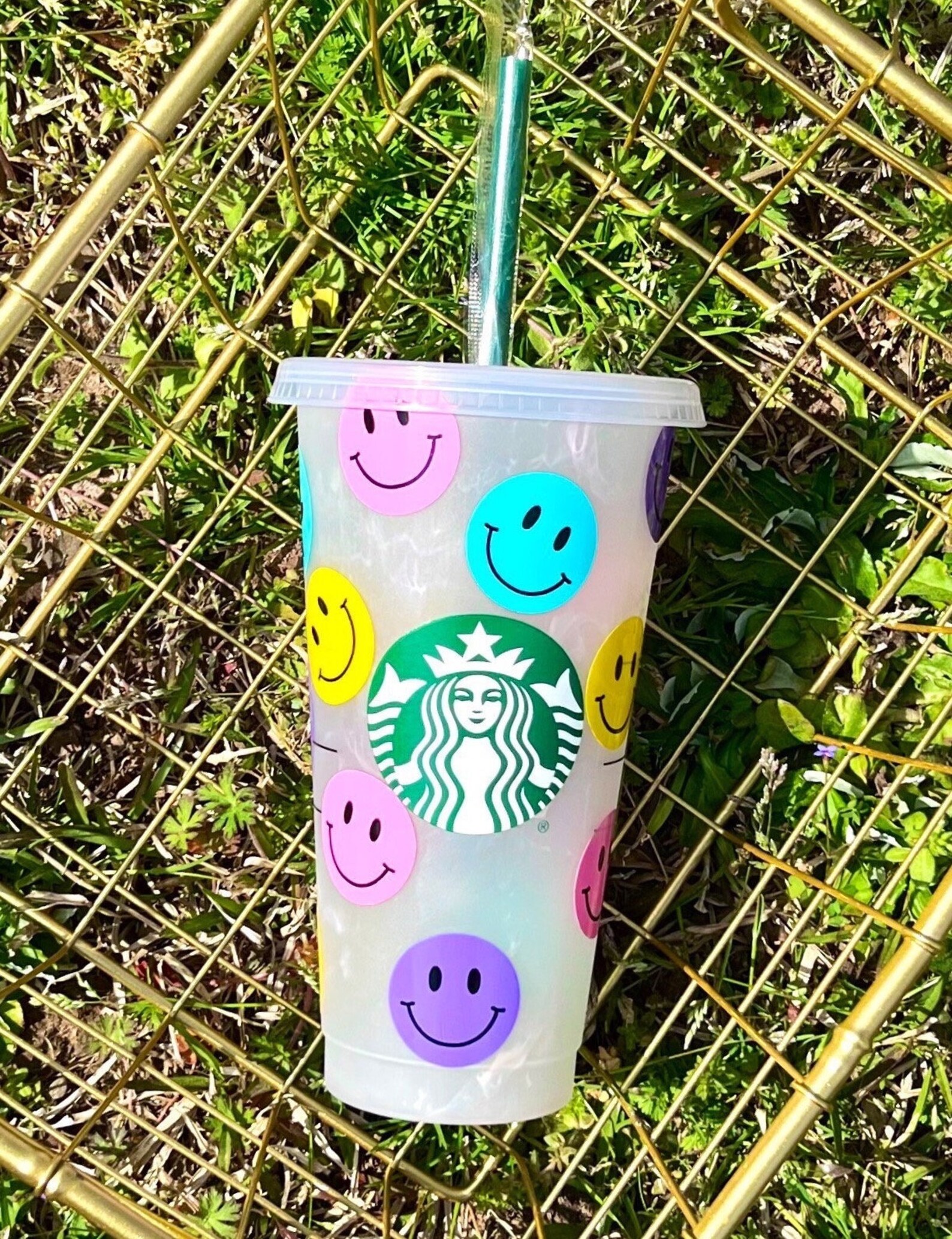 Smiley Face Starbucks Cup | 24oz | Reusable | Happy Face| Personalized ...