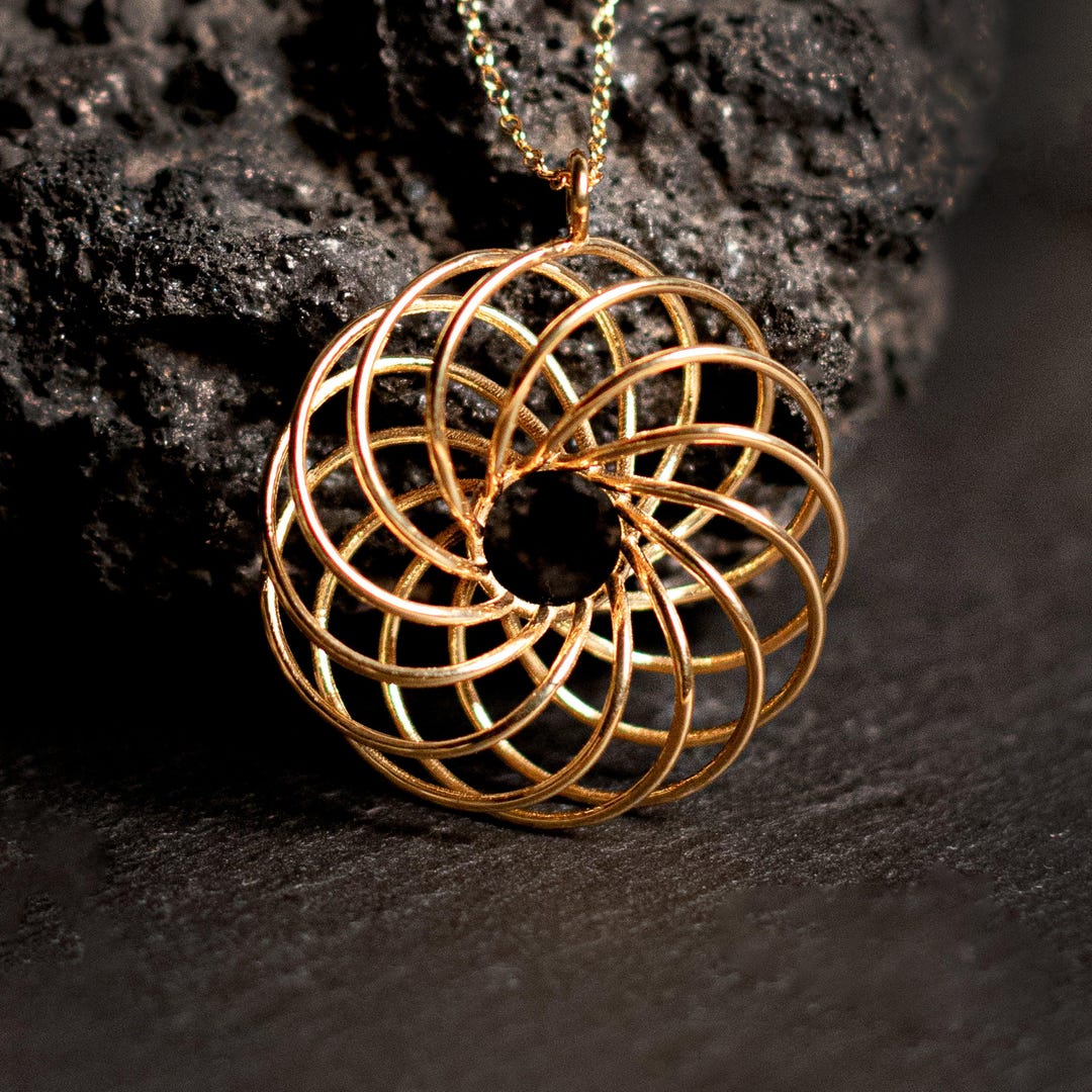 14K Gold Torus Field Necklace, Sacred Geometry, Rodin Coil - Etsy