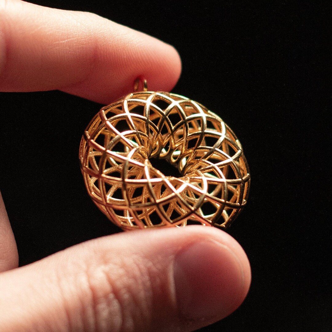 14K Gold Rodin Coil Necklace, Sacred Geometry Torus, Spiritual Jewelry ...