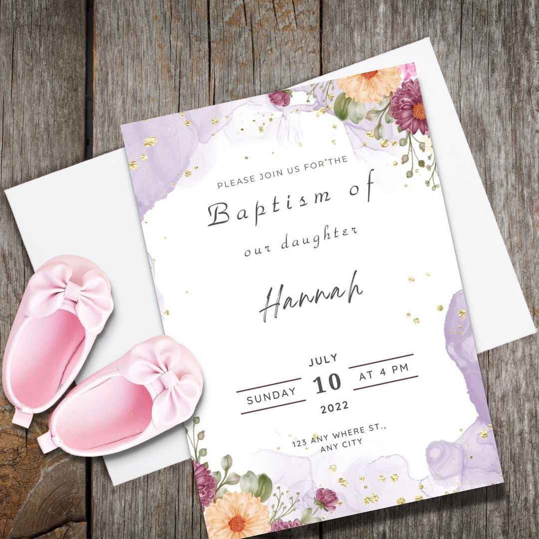 Baptism Invitation Editable Printable Invitation Eletronic Invitation ...