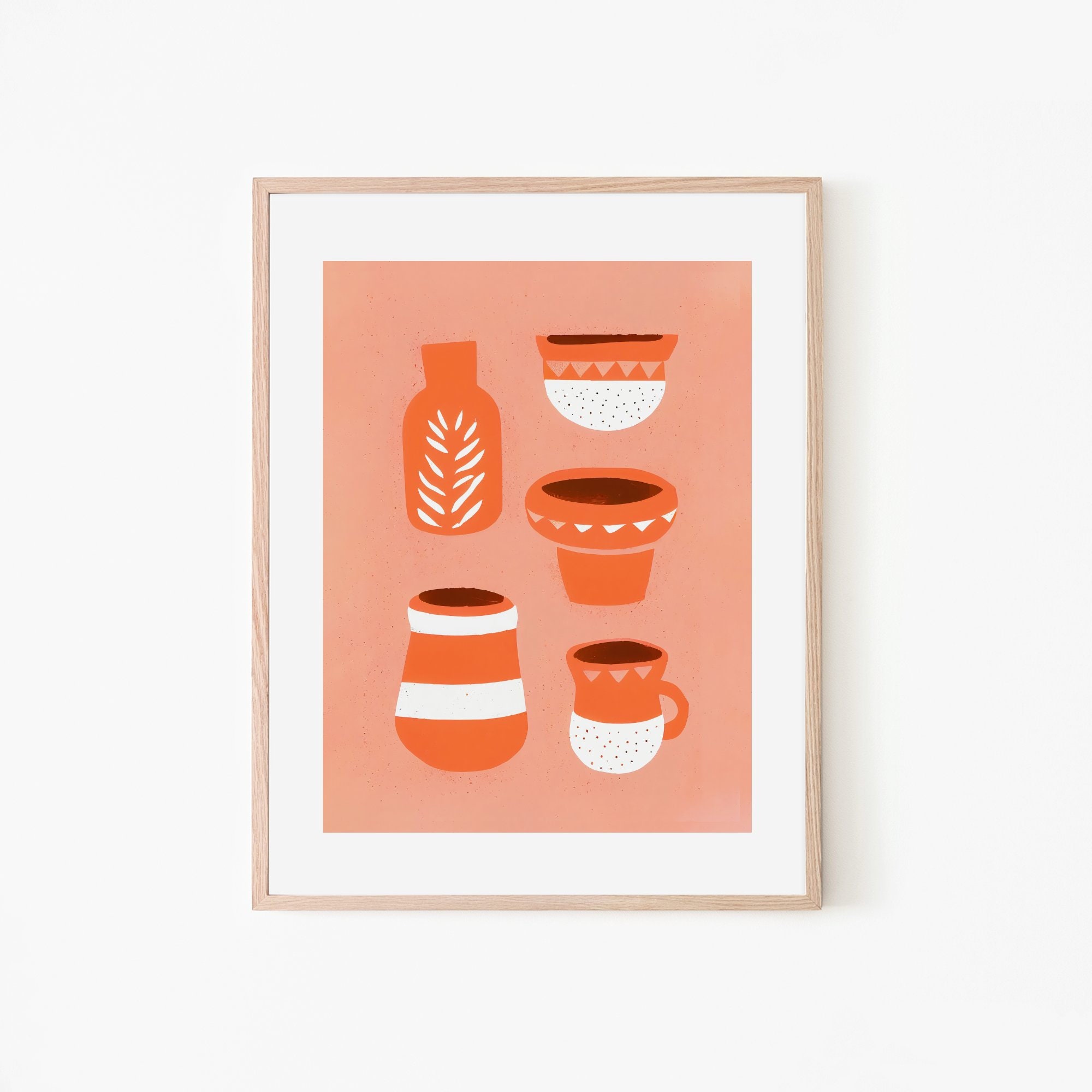 Terracotta Pots Retro Poster Pastel Printable Wall Art Terracotta Pots ...
