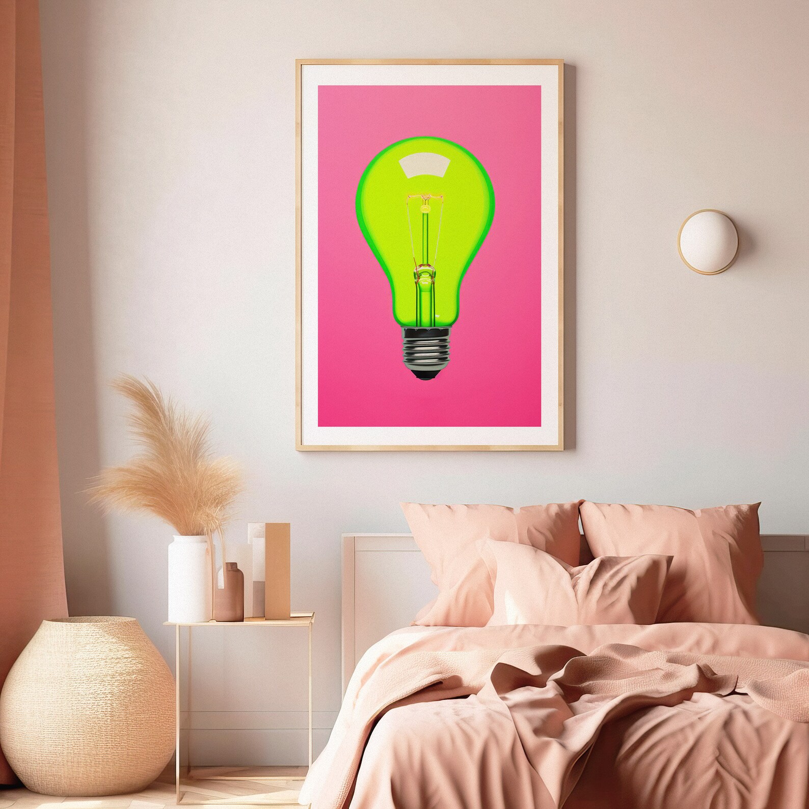 Lime Lightbulb Poster Green Pink Art Print Retro Vintage - Etsy