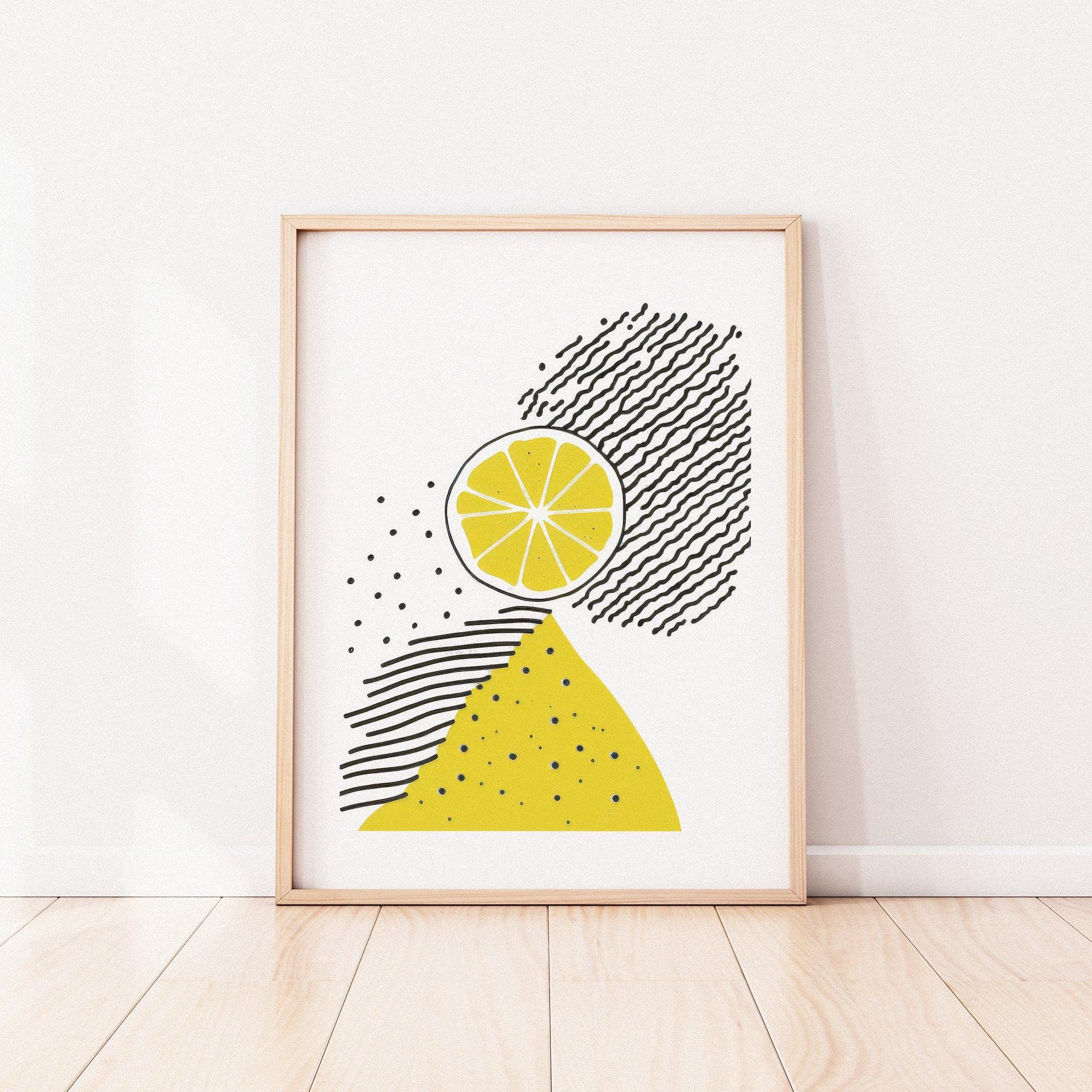 The Lemon Retro Yellow Poster Lemon Wall Art Vintage Lemon Poster Boho ...