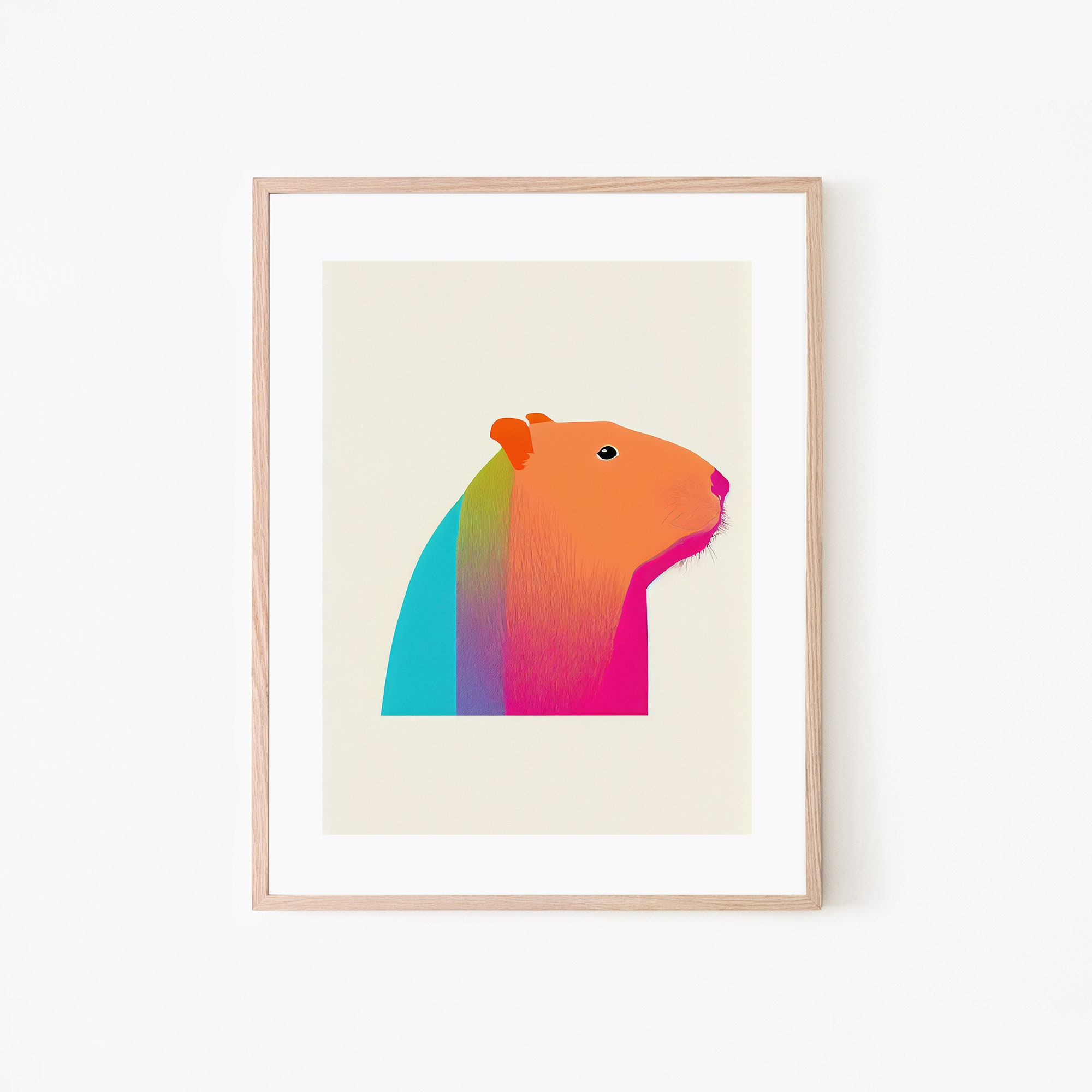 Capybara Art Print Pastel Minimalist Expression Animal Art Print Pastel ...