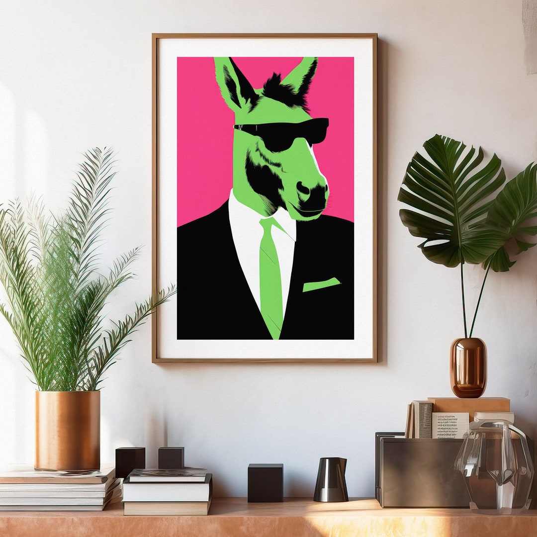 Donkey Secret Agent Poster Mysterious Pursuit, Retro Vintage Art Print ...