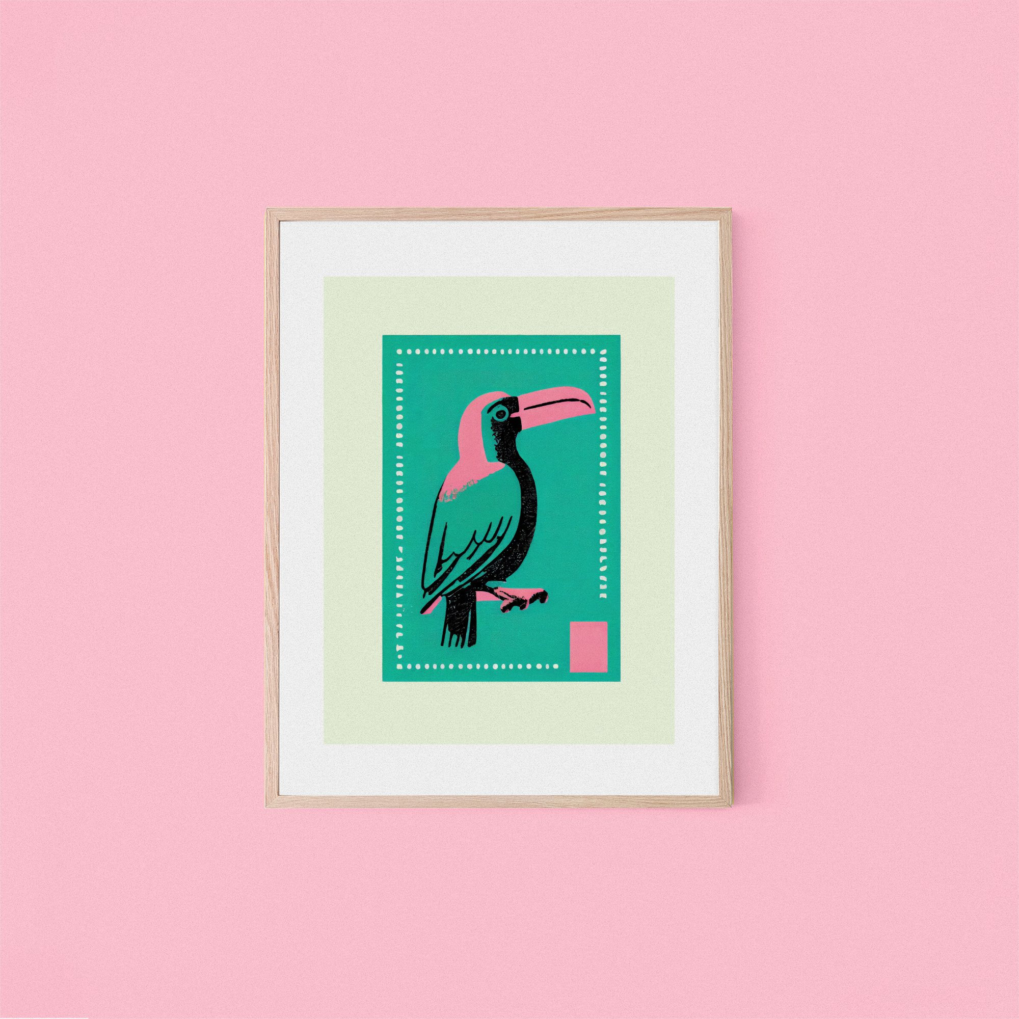 Toucan Tropical Teal Retro Poster Turquoise Living Room Wall Art Modern ...