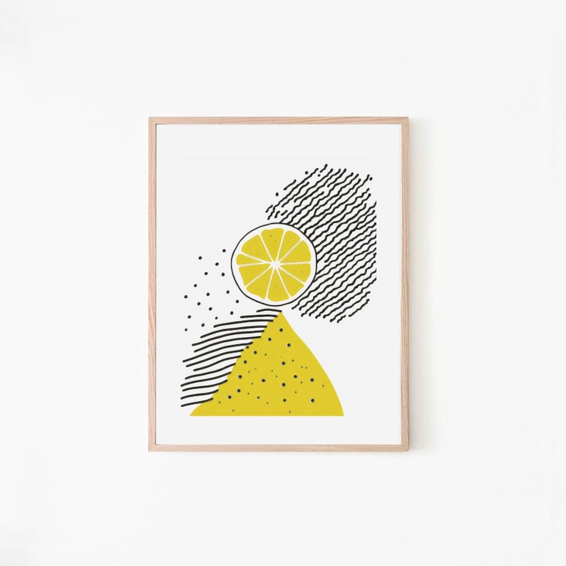 The Lemon Retro Yellow Poster Lemon Wall Art Vintage Lemon Poster Boho ...