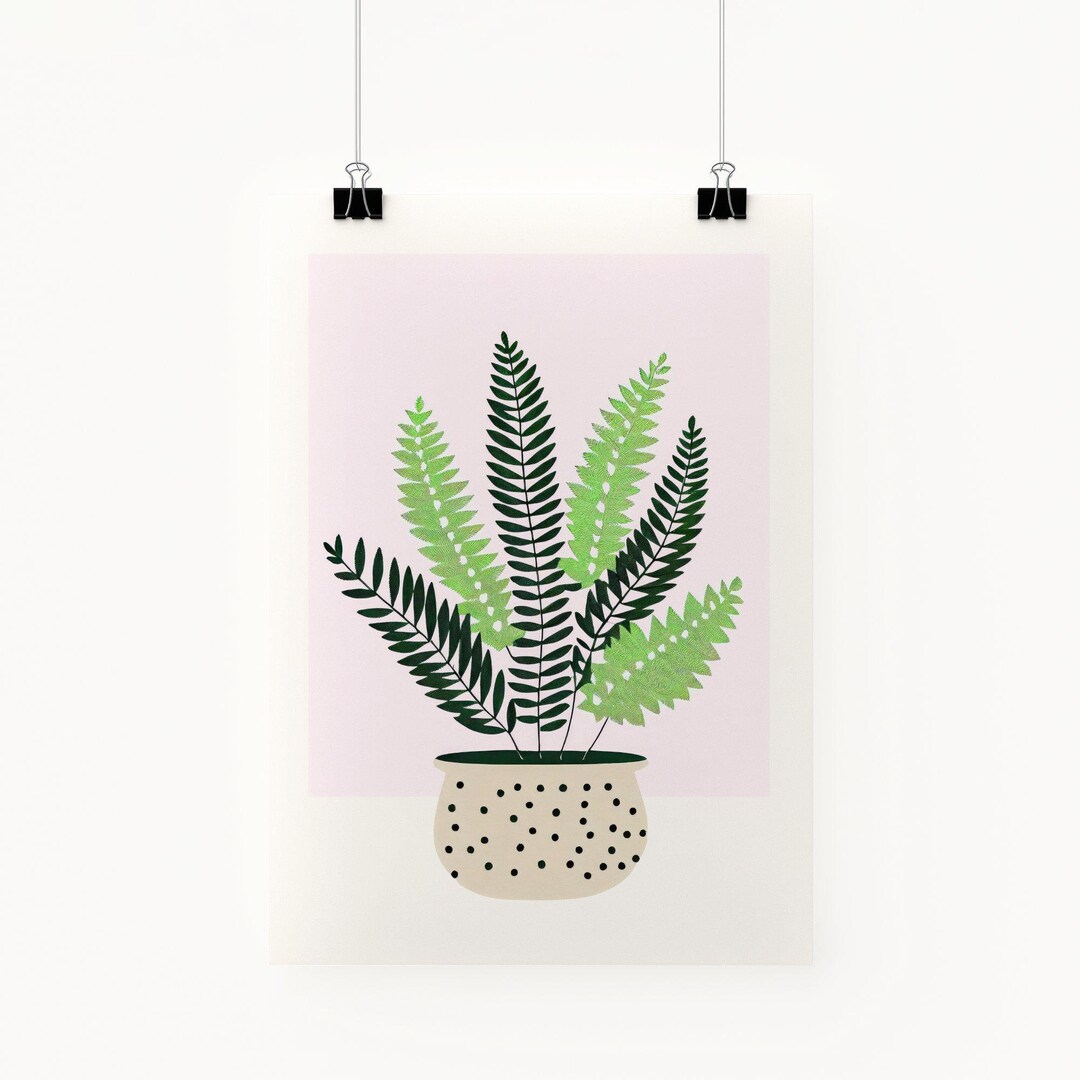 Fern Houseplant Retro Poster Boho Wall Art Poster Natural Home Poster ...