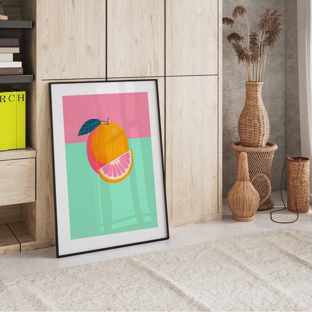 Grapefruit Fruit Vibrance Retro Poster Eating Healthy Poster Vintage ...