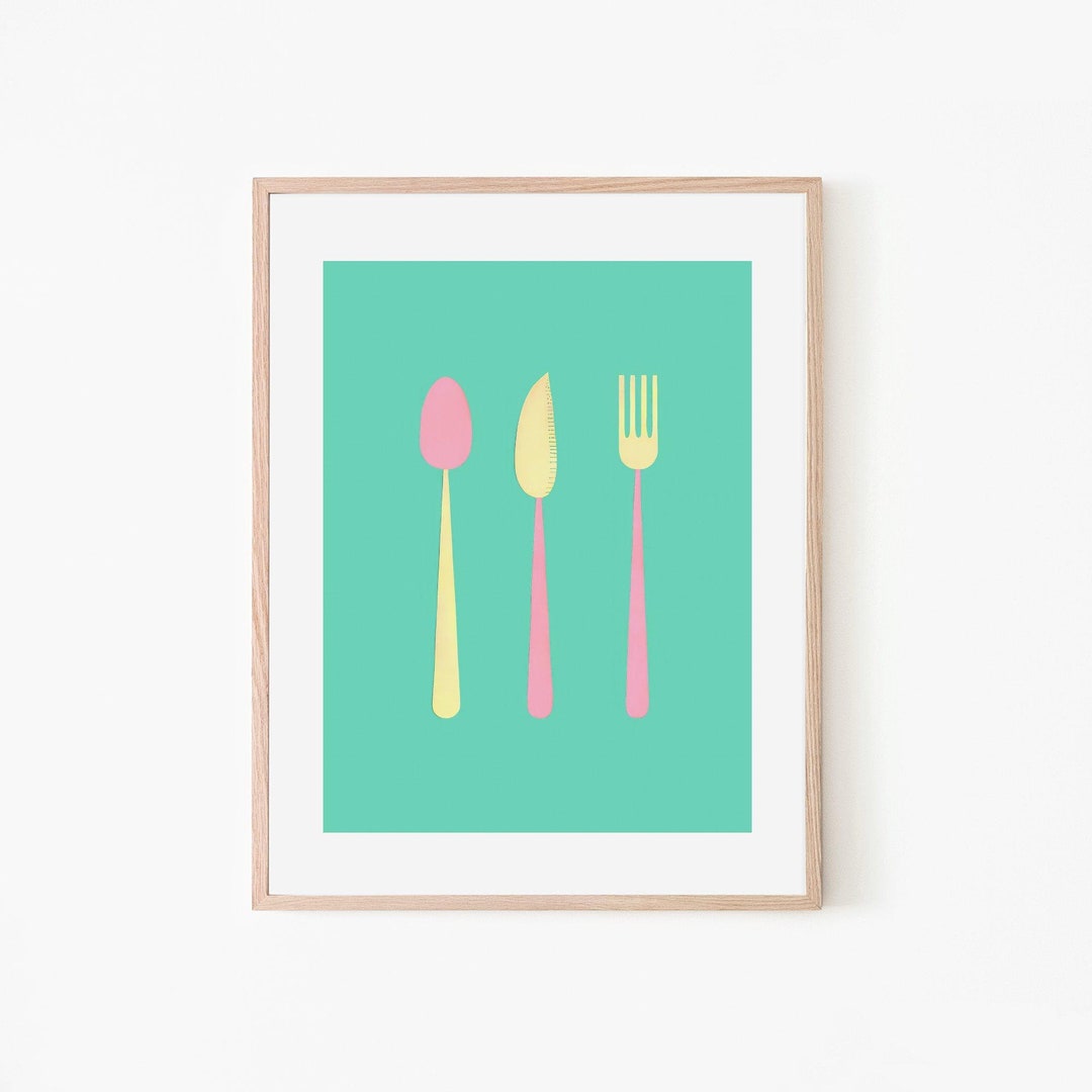 Art Deco Flatware Elegance Retro Poster Art Deco Print Vintage Kitchen ...