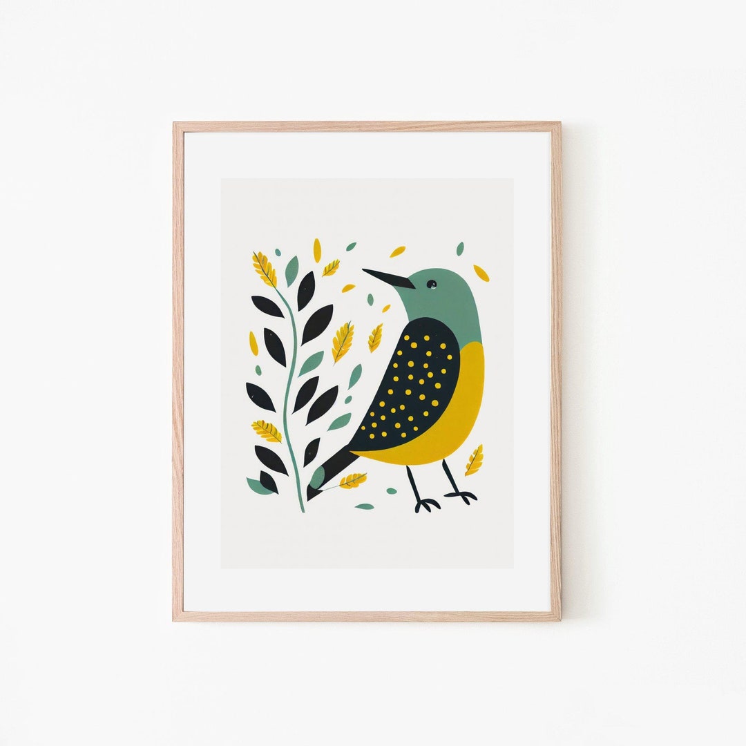 Boho Exotic Mid Century Bird Retro Poster Wall Art Boho Bird - Etsy