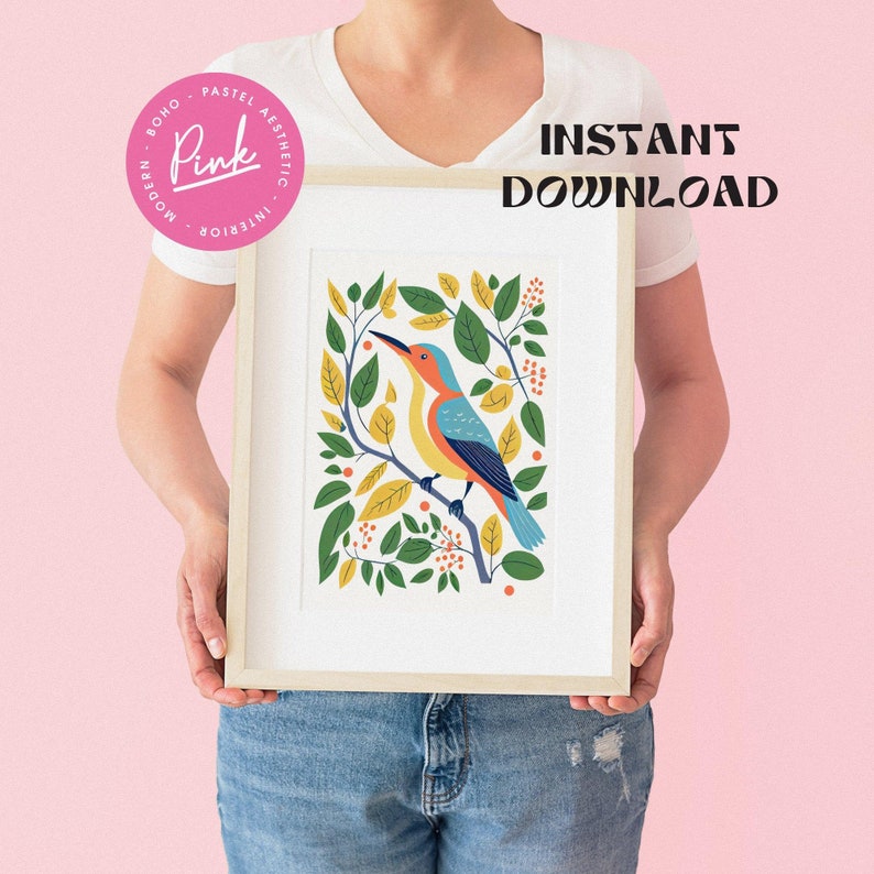 Vintage Bird Illustration Retro Birds Retro Poster Animal Wall Art ...