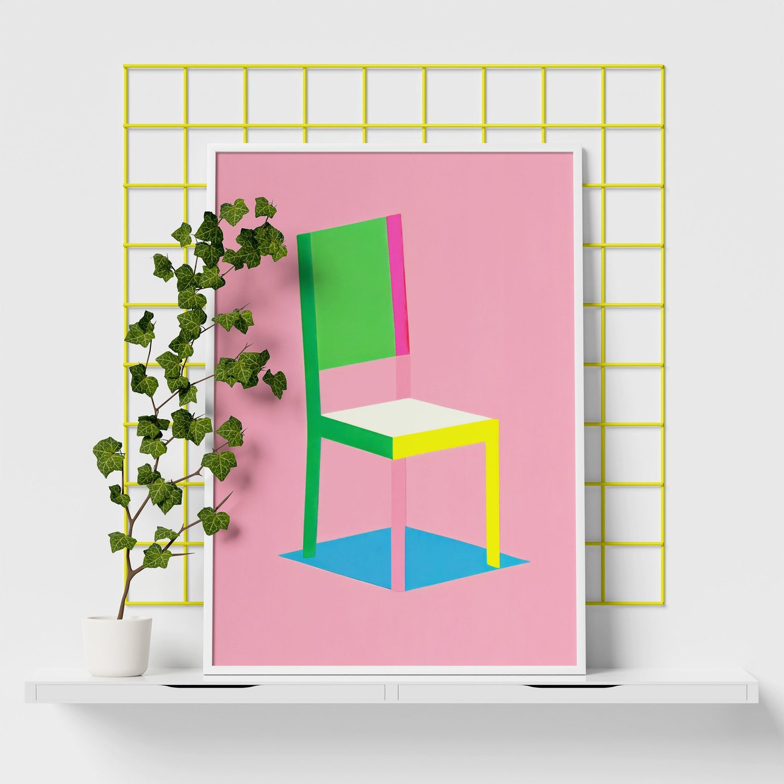 Futuristic Pink Chair Bold Retro Art Print Design Art Vintage Trendy ...