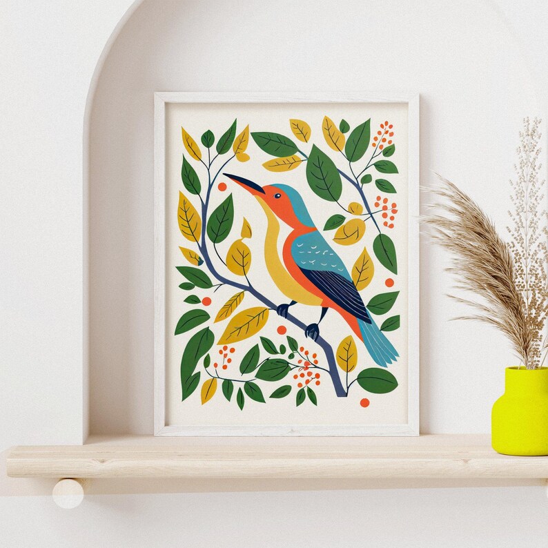 Vintage Bird Illustration Retro Birds Retro Poster Animal Wall Art ...