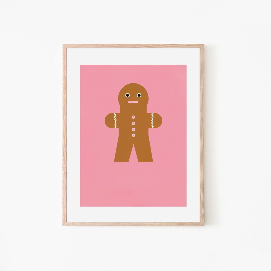 Gingerbread Man Bold Retro Poster Exhibition Art Holiday Decor Vintage ...