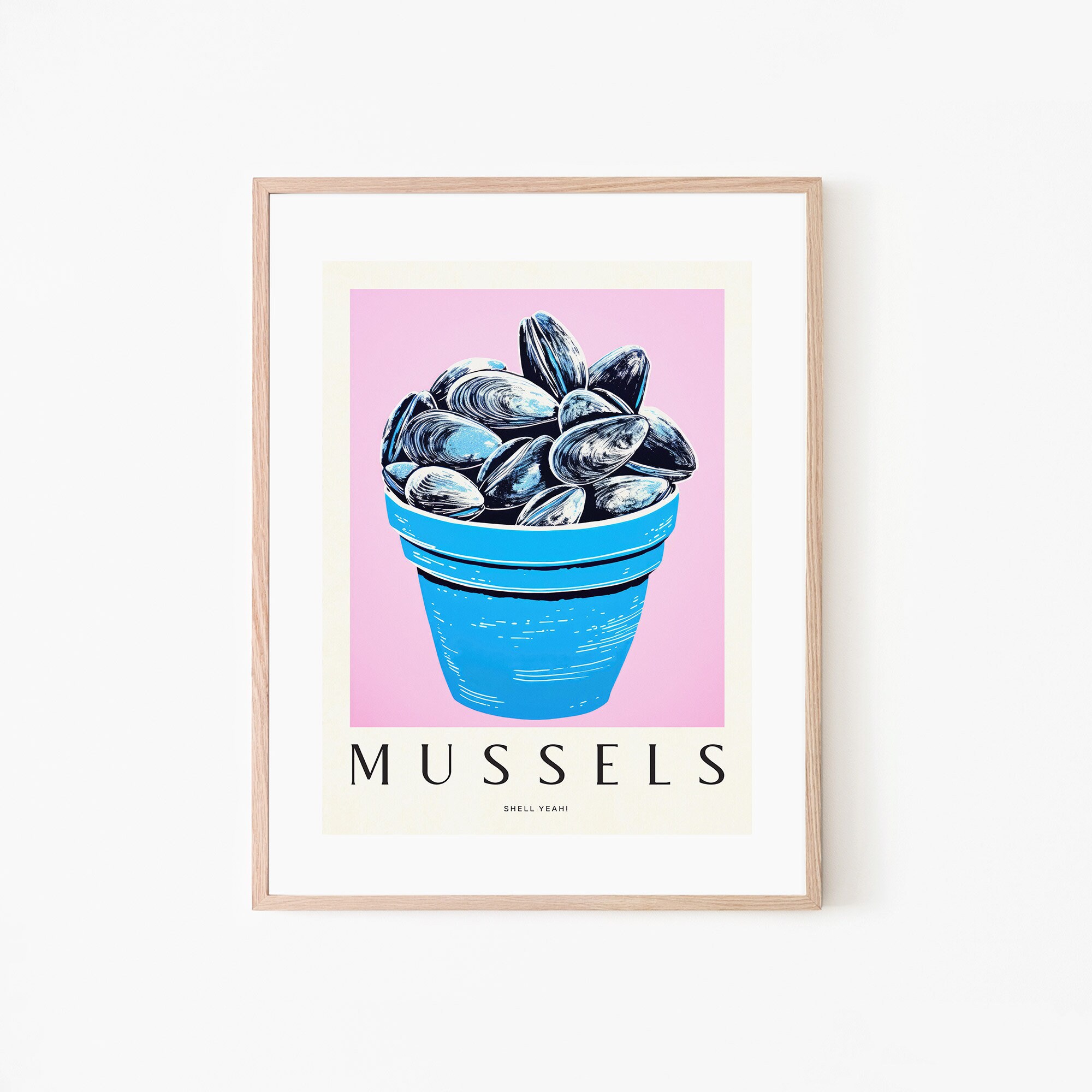 Mussels Retro Art Print, Shell Yeah Humorous Vintage Poster, Sea Life ...
