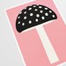 Pink Mushroom Retro Poster Mid Century Print, Mushroom Art Retro ...