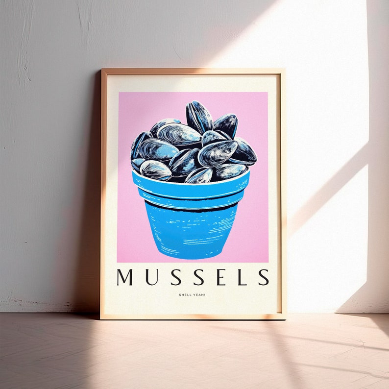 Mussels Retro Art Print Shell Yeah Humorous Vintage Poster - Etsy
