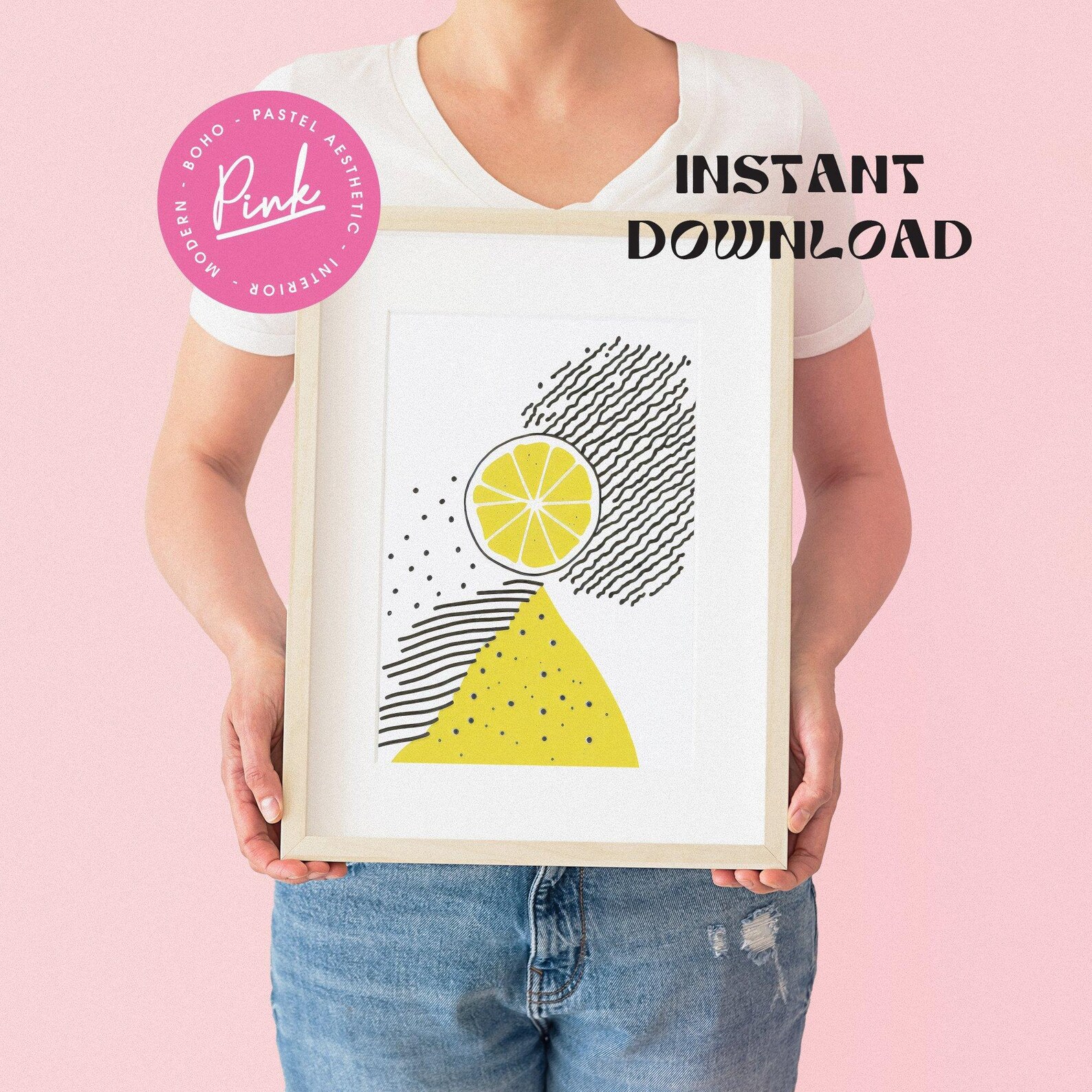 The Lemon Retro Yellow Poster Lemon Wall Art Vintage Lemon Poster Boho ...