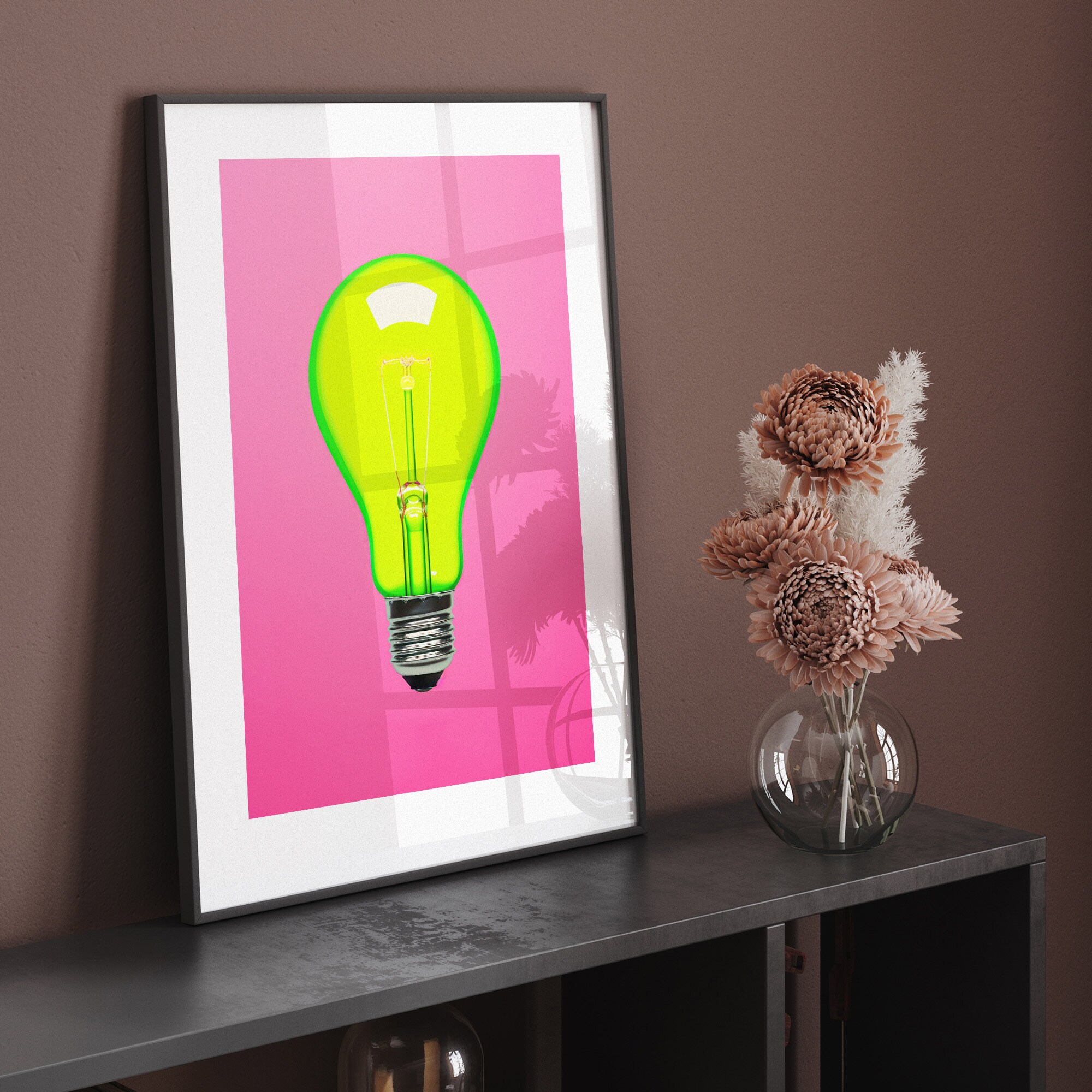 Lime Lightbulb Poster Green Pink Art Print Retro Vintage - Etsy