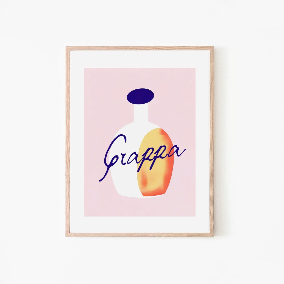 Grappa Pink Retro Pastel Bottle Retro Poster Trendy Wall Art Alcohol ...