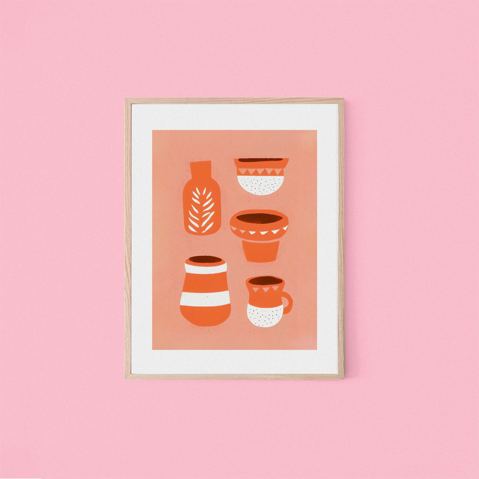 Terracotta Pots Retro Poster Pastel Printable Wall Art Terracotta Pots ...